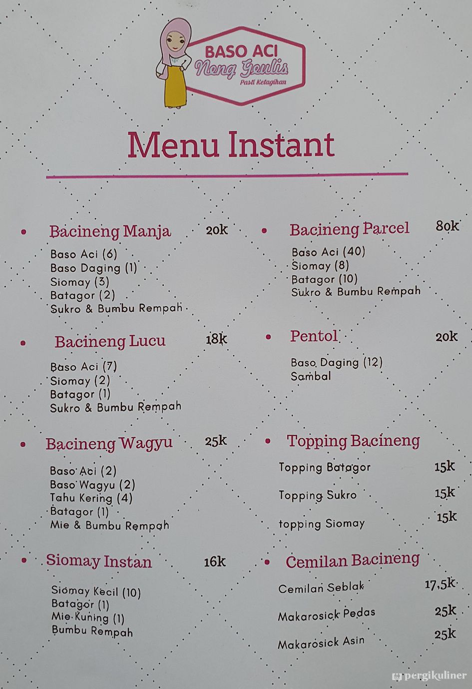 Selalu diperbarui! Menu Baso Aci Neng Geulis, Riau, Bandung
