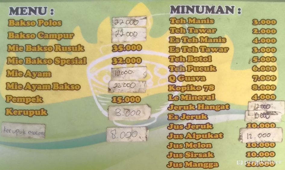 Selalu Diperbarui Menu Bakso Sony Tebet 
