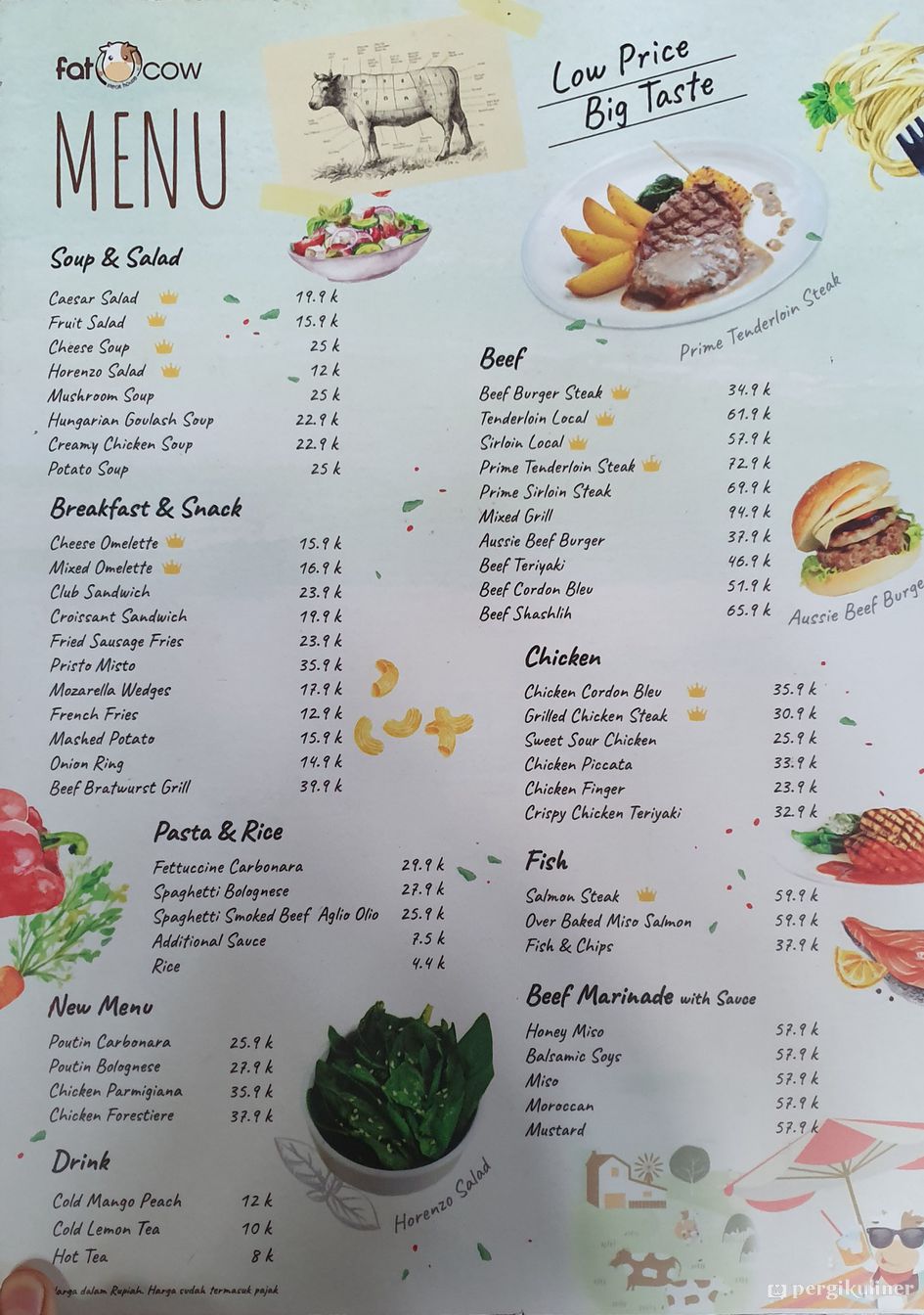 Fat cow menu store